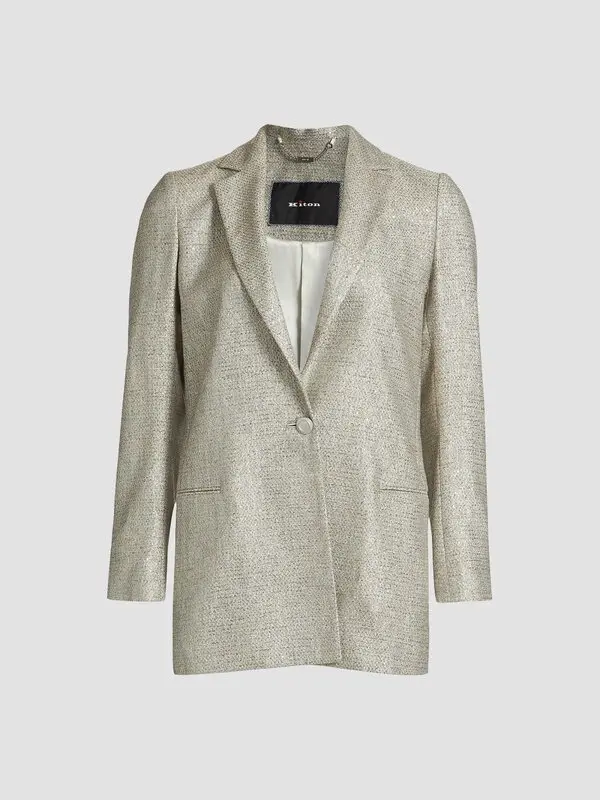 Kiton Metallic Tweed One-button Blazer
