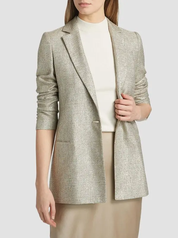 Kiton Metallic Tweed One-button Blazer