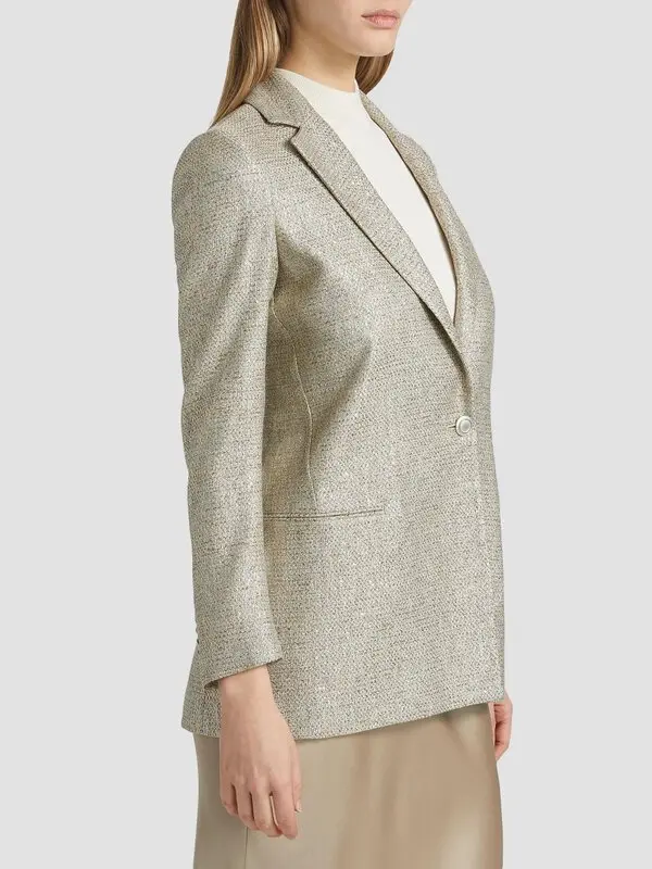 Kiton Metallic Tweed One-button Blazer