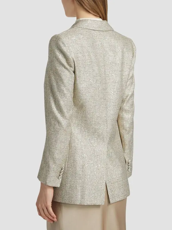 Kiton Metallic Tweed One-button Blazer