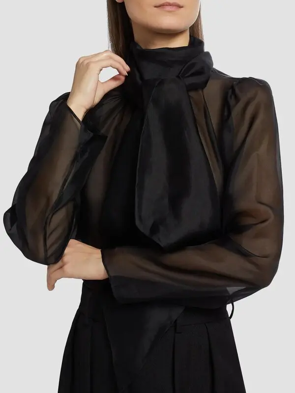ANONLYCHILD Teddy Silk Tieneck Blouse