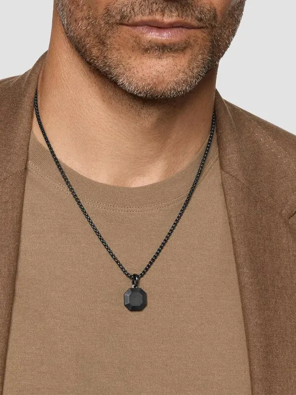 David Yurman Faceted Stone Amulet In Titanium, 16mm