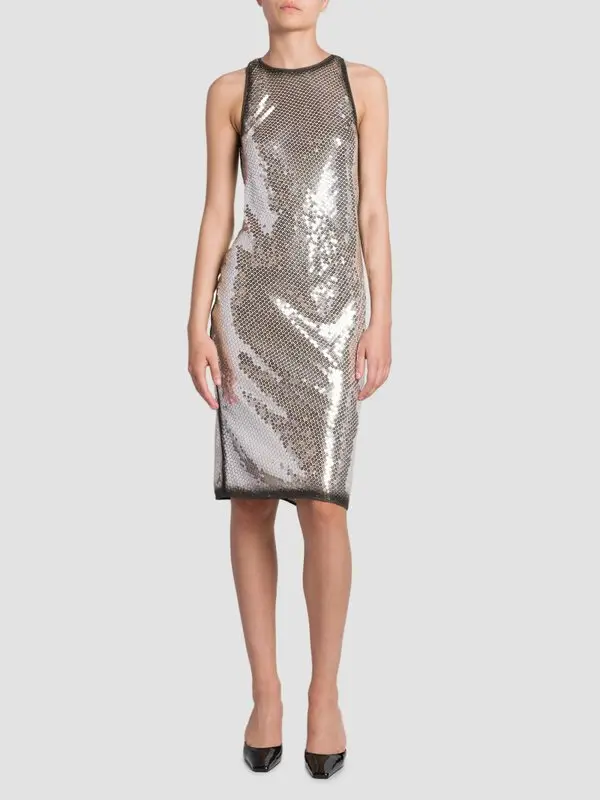 Attico Sequined Knee-length Dress - Silver
