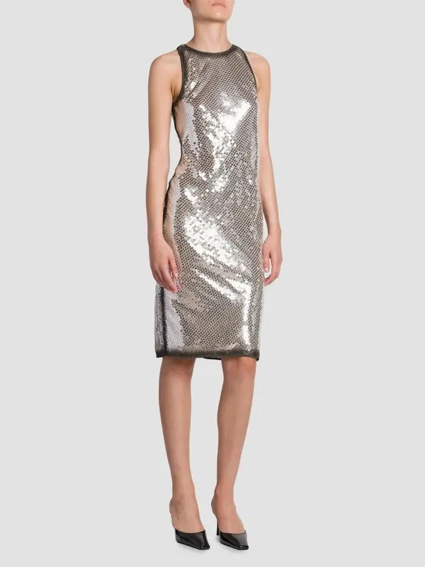 Attico Sequined Knee-length Dress - Silver