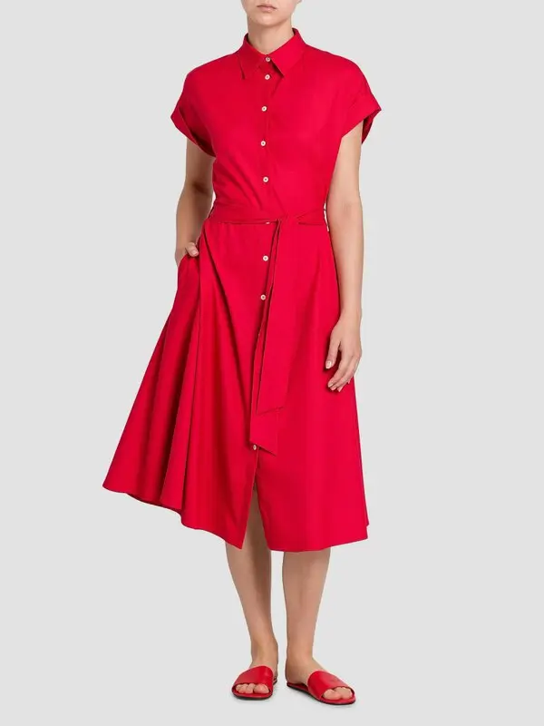 Kiton Stretch-silk Short-sleeve Midi-shirtdress