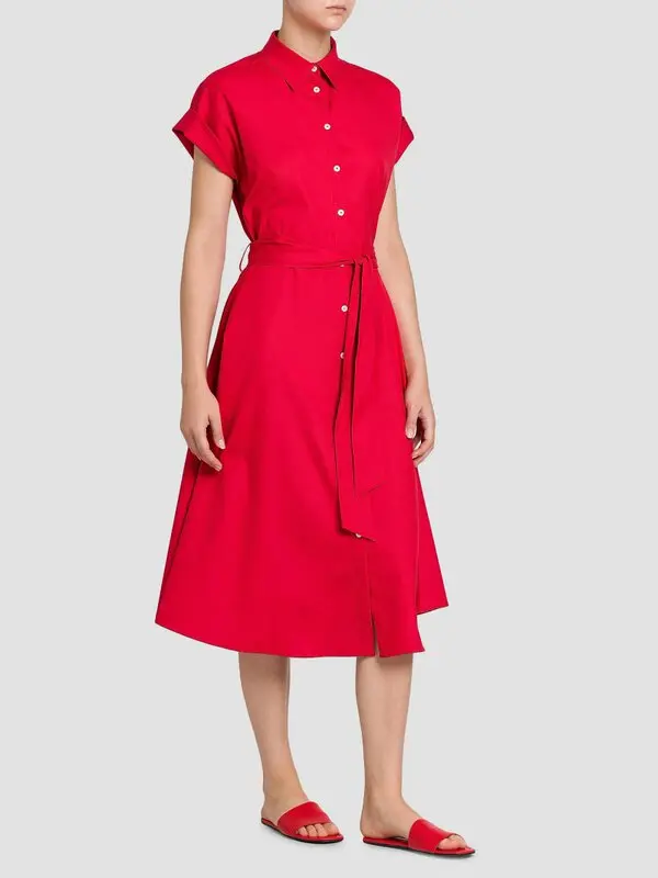 Kiton Stretch-silk Short-sleeve Midi-shirtdress