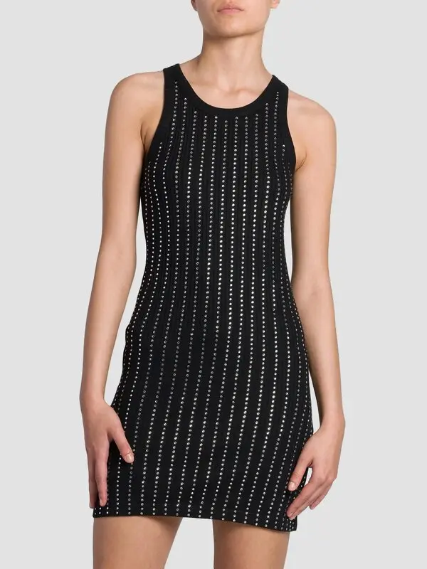Attico Crystal-embellished Cotton Minidress