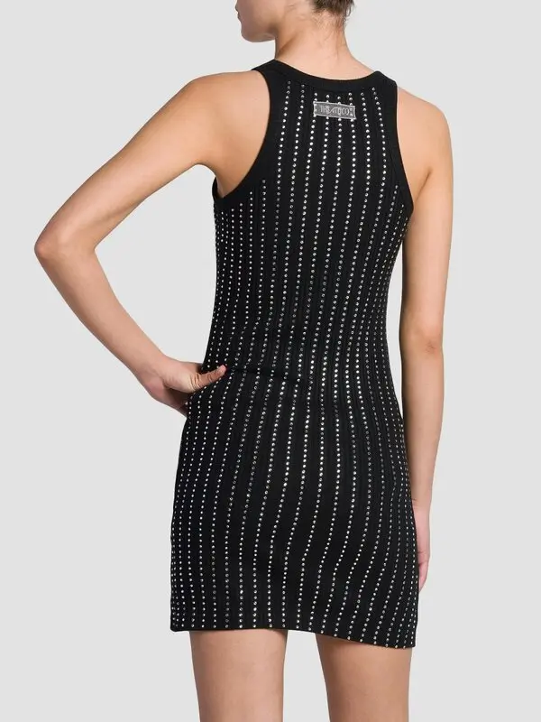 Attico Crystal-embellished Cotton Minidress
