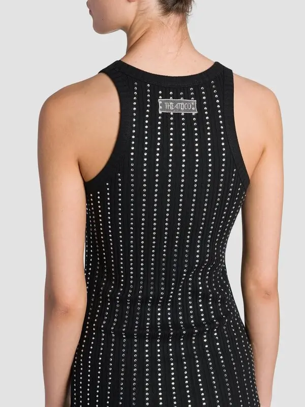 Attico Crystal-embellished Cotton Minidress