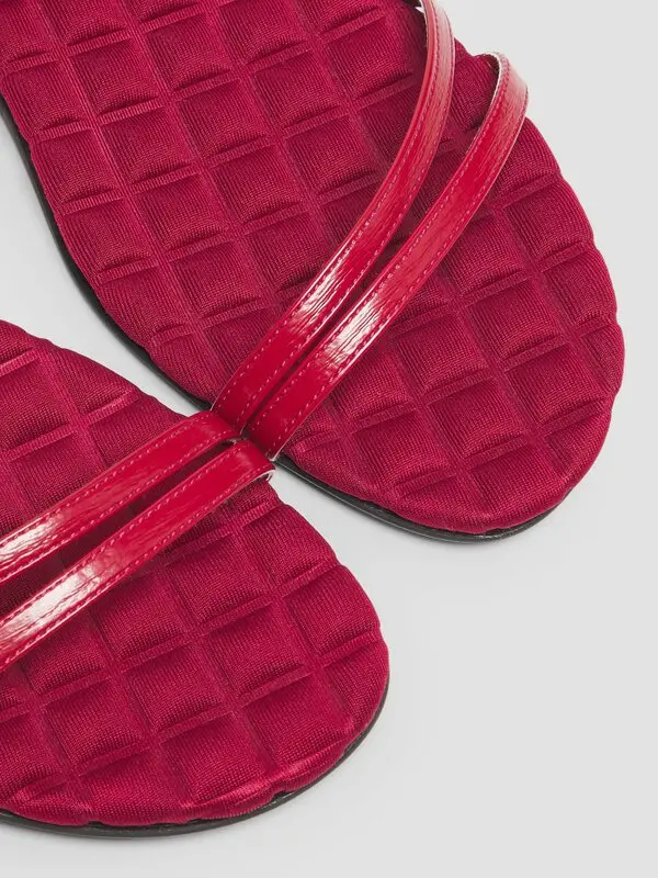 Aera Faye Vegan Brushed Leather Flat Sandals - Red