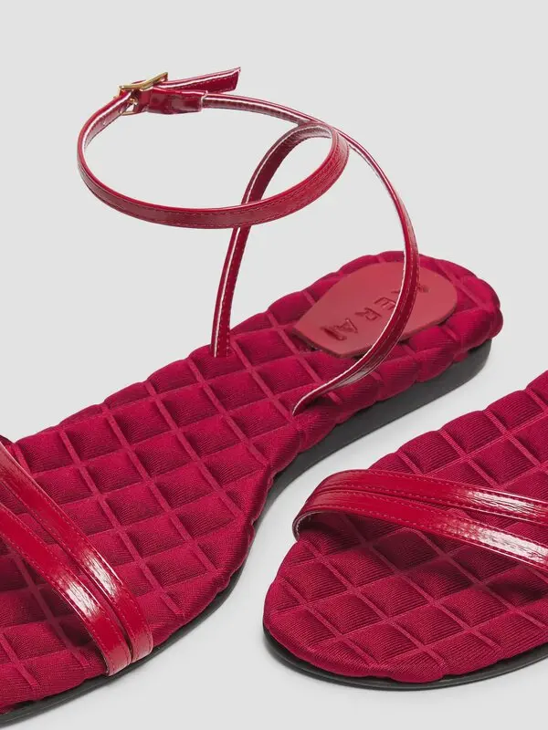 Aera Faye Vegan Brushed Leather Flat Sandals - Red