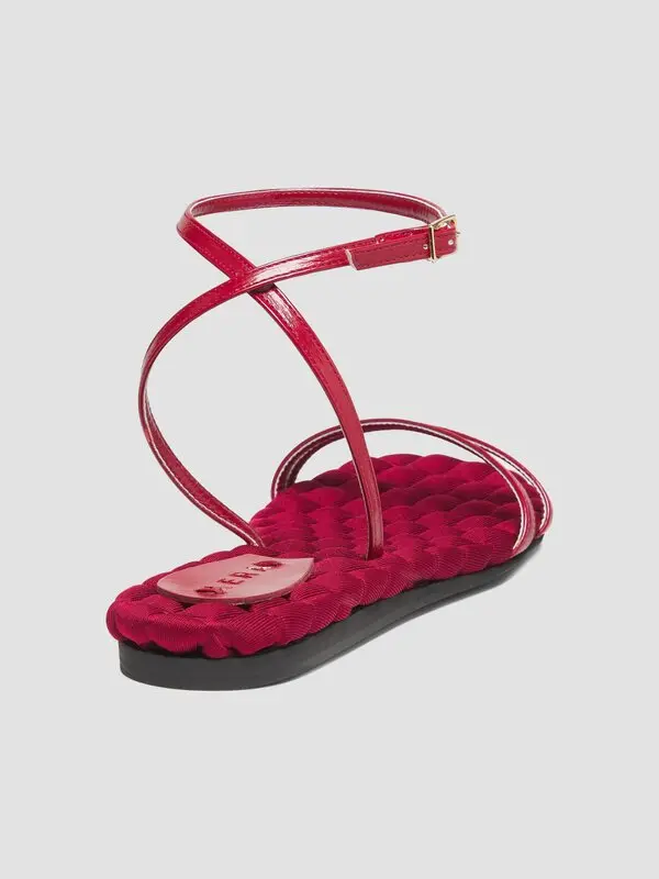 Aera Faye Vegan Brushed Leather Flat Sandals - Red
