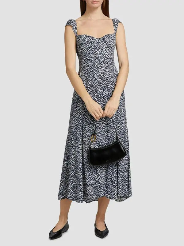 REFORMATION Bryson Floral Sweetheart Midi-dress