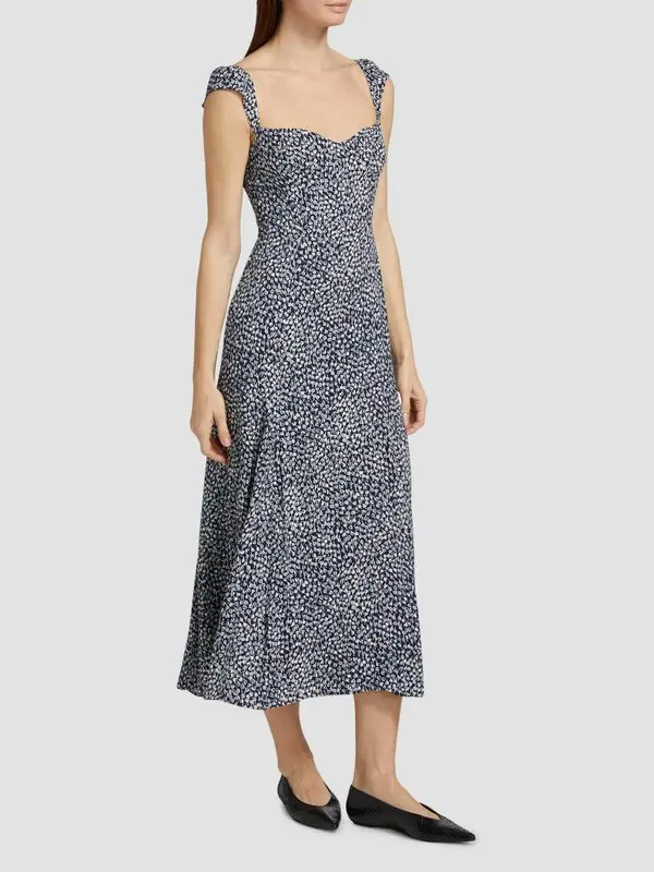 REFORMATION Bryson Floral Sweetheart Midi-dress
