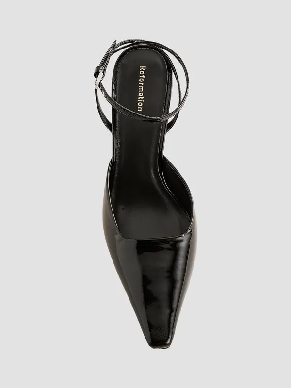 REFORMATION Natasha 75mm Patent Leather Pumps - Black