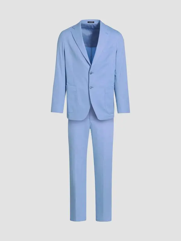 SAKS FIFTH AVENUE Stretch Cotton Poplin Two-button Slim-fit Suit - Light Blue