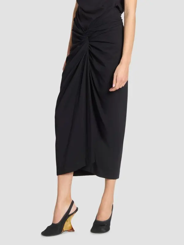 Dries Van Noten Cotton Twist-front Draped Midi-skirt