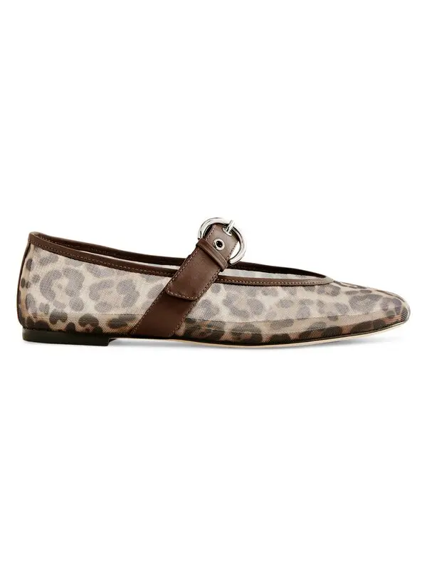 REFORMATION Bethany Mesh Ballet Flats - Leopard