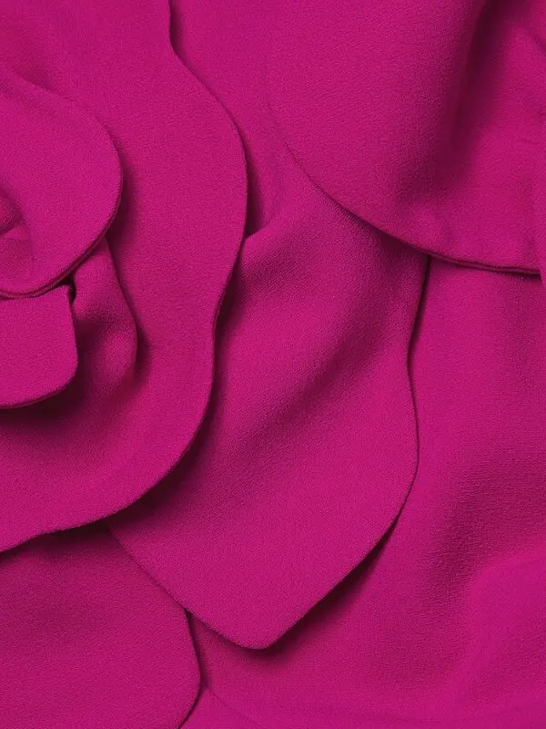 Shani One-shoulder Floral Appliqué Crepe Gown - Fuchsia