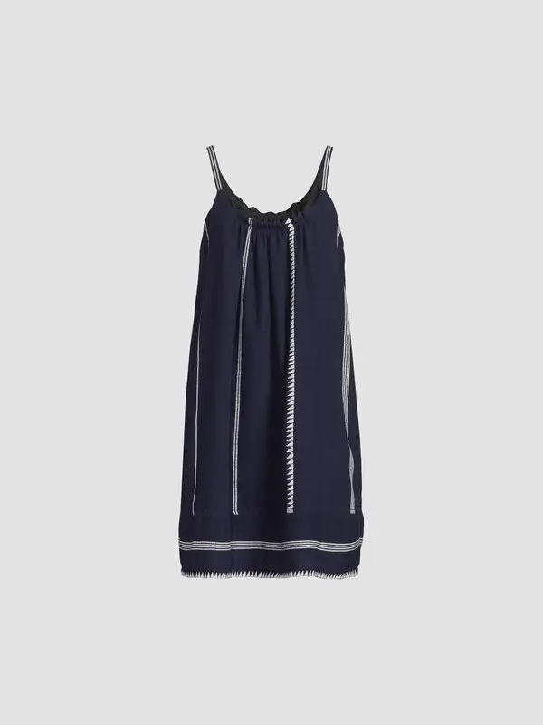 LEMLEM Zina Cotton Scoopneck Minidress - Navy