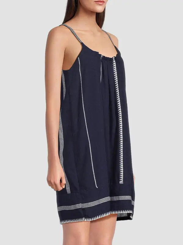 LEMLEM Zina Cotton Scoopneck Minidress - Navy