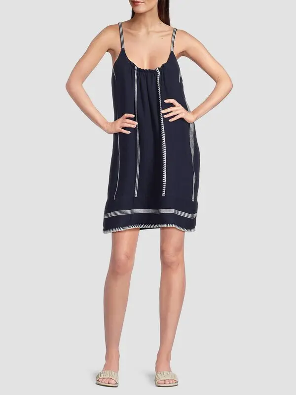 LEMLEM Zina Cotton Scoopneck Minidress - Navy
