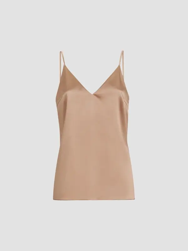 Brunello Cucinelli Stretch Silk Satin Camisole Top - Beige