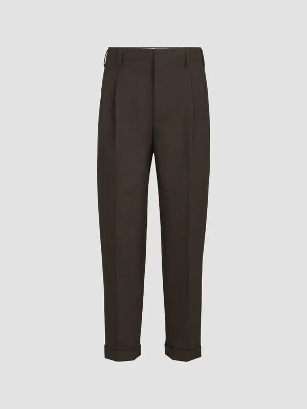 Brunello Cucinelli Virgin Wool Diagonal Trousers With Double Pleats