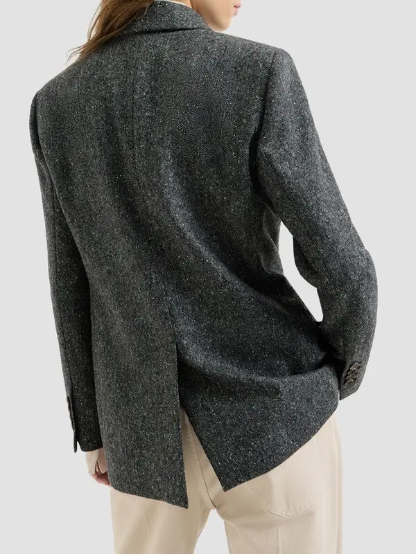Brunello Cucinelli Virgin Wool Donegal Blazer With Monili