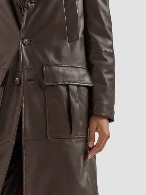 Brunello Cucinelli Nappa Leather Overcoat With Thermore Padding