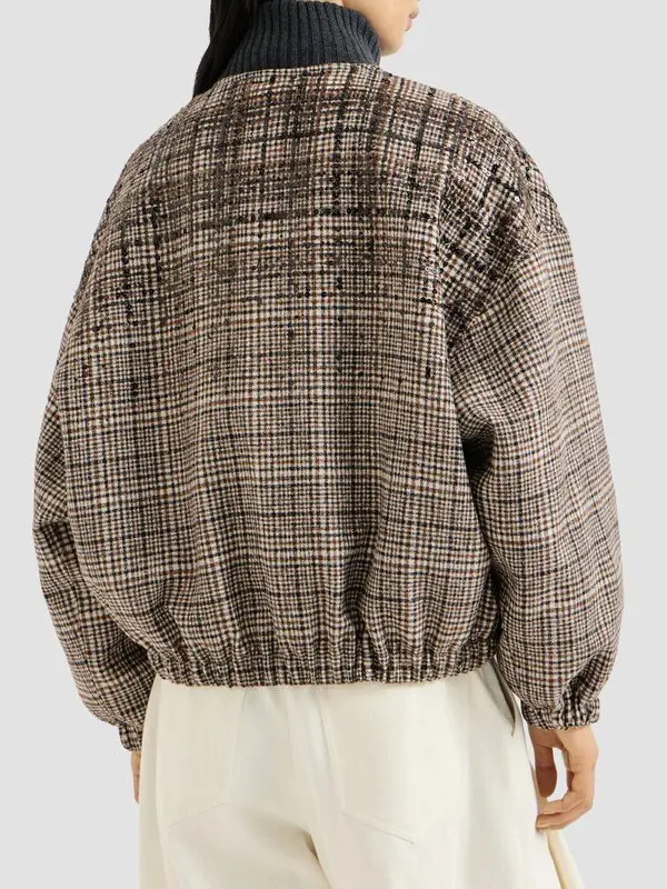 Brunello Cucinelli Checked Alpaca And Wool Bomber Jacket