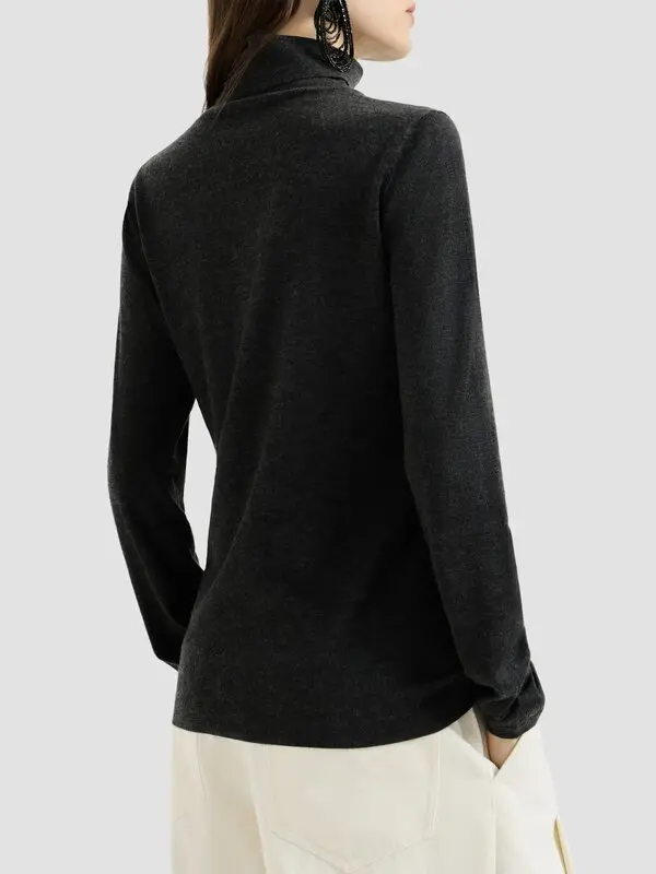 Brunello Cucinelli Cashmere And Silk Lightweight Turtleneck Sweater - Anthracite