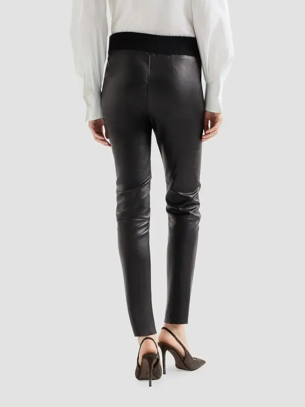 Brunello Cucinelli Stretch Nappa Leather Leggings - Black