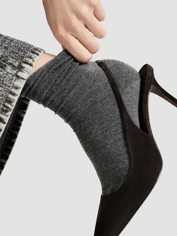 Brunello Cucinelli Stretch Cashmere Knit Socks - Anthracite