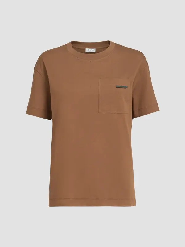 Brunello Cucinelli Cotton Jersey T-shirt With Shiny Tab - Dattero
