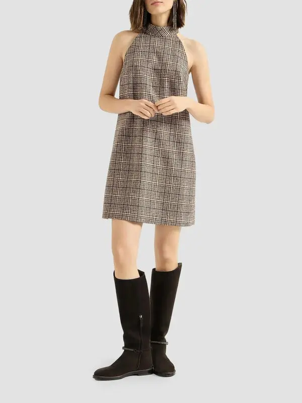 Brunello Cucinelli Checked Alpaca And Wool Dress