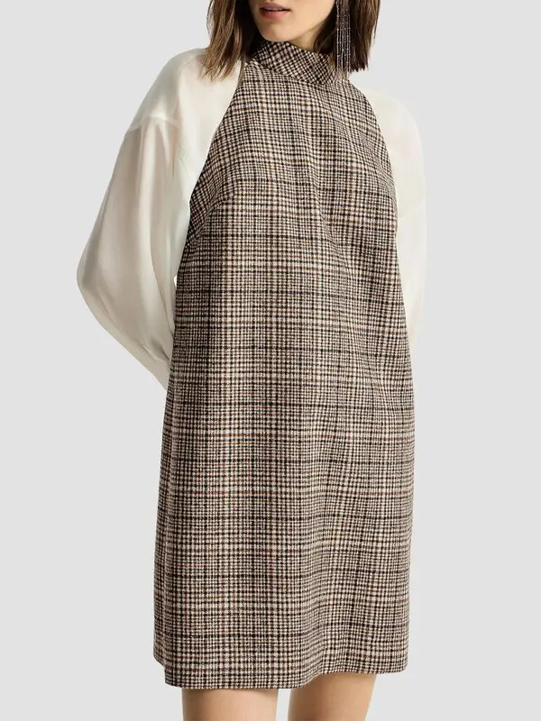 Brunello Cucinelli Checked Alpaca And Wool Dress