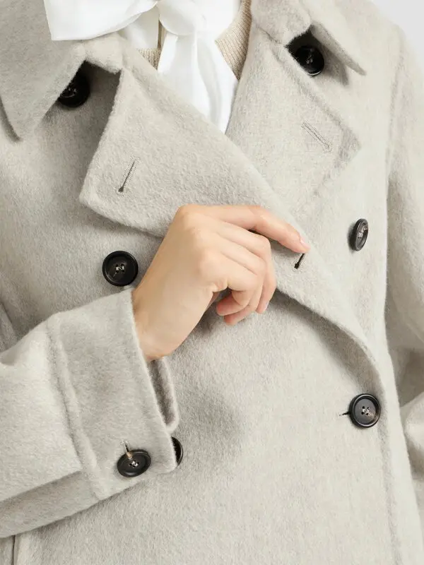 Brunello Cucinelli Hand-crafted Cropped Pea Coat - Grey