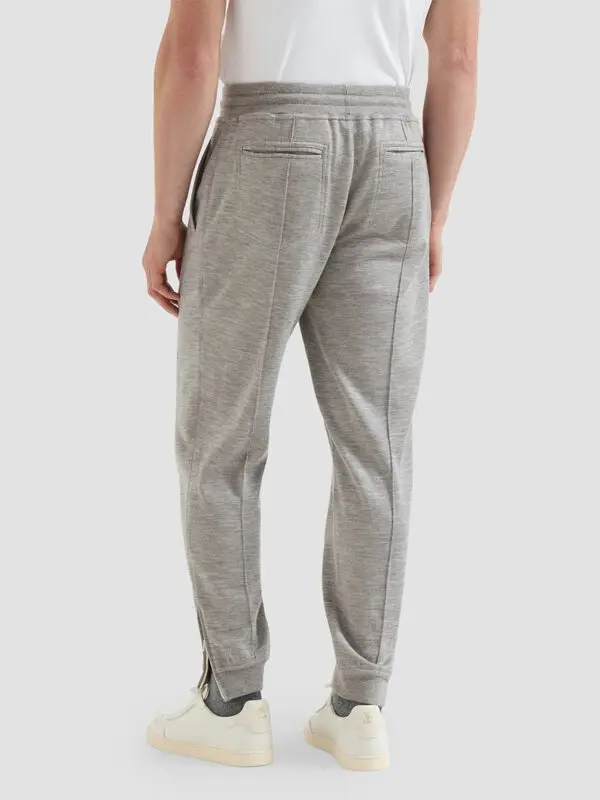 Brunello Cucinelli Cashmere And Silk French Terry Trousers With Elasticated Zipper Cuffs