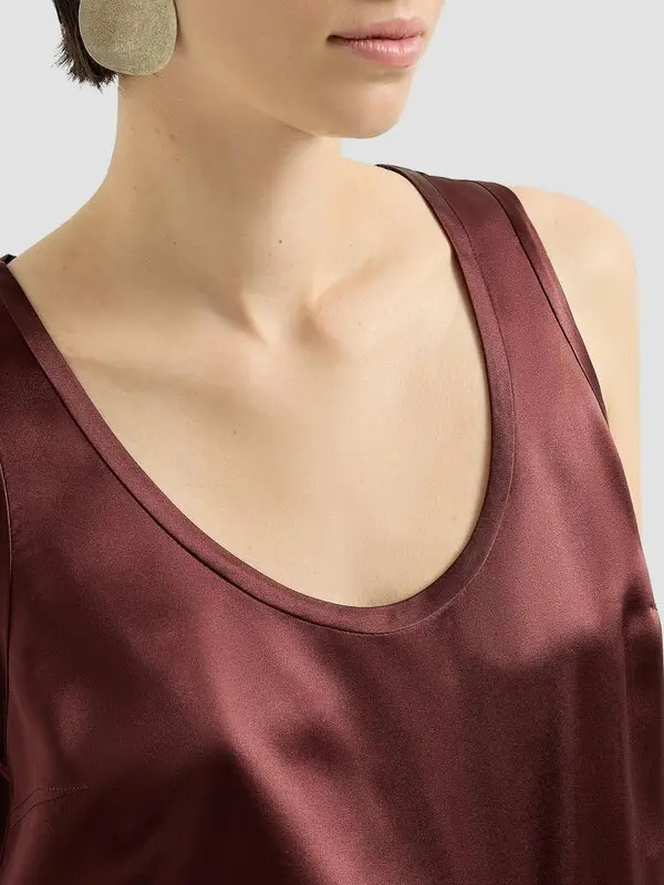 Brunello Cucinelli Stretch Silk Satin Top - Wine