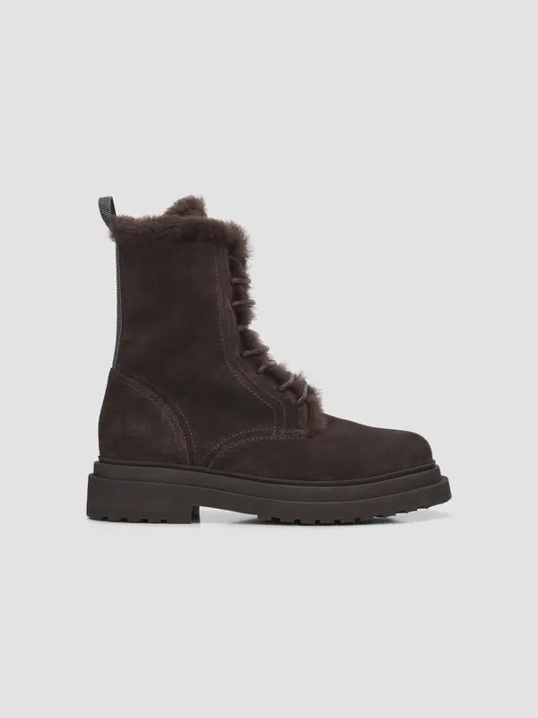 Brunello Cucinelli Monili-trim Suede Ankle Boots - Pepper