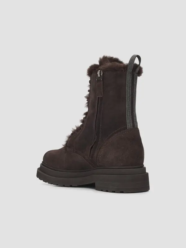 Brunello Cucinelli Monili-trim Suede Ankle Boots
