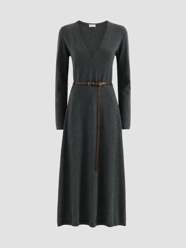 Brunello Cucinelli Cashmere Knit Belted Dress