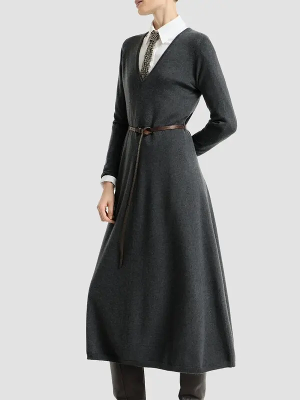 Brunello Cucinelli Cashmere Knit Belted Dress