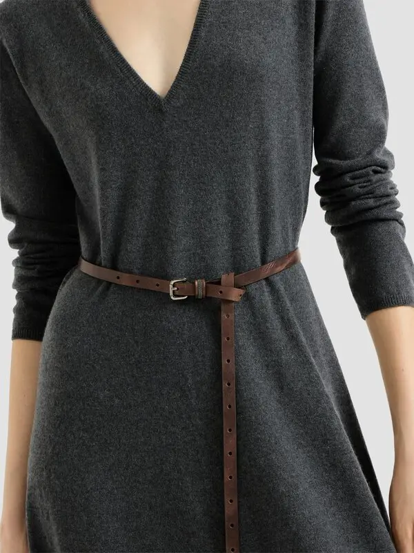 Brunello Cucinelli Cashmere Knit Belted Dress