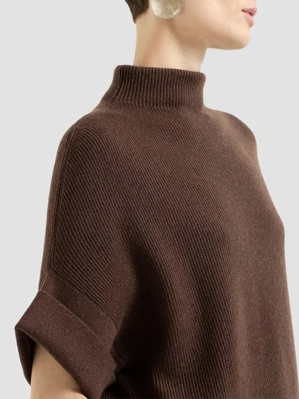 Brunello Cucinelli Cashmere Rib Knit Mock Neck Dress