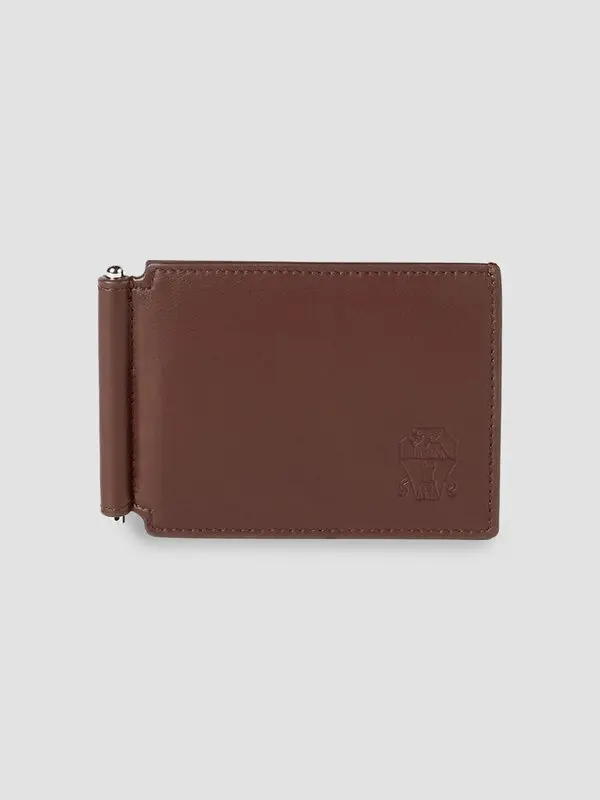 Brunello Cucinelli Smooth Calfskin Money Clip Wallet - Brown
