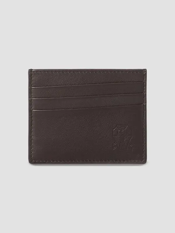 Brunello Cucinelli Smooth Calfskin Card Holder - Brown