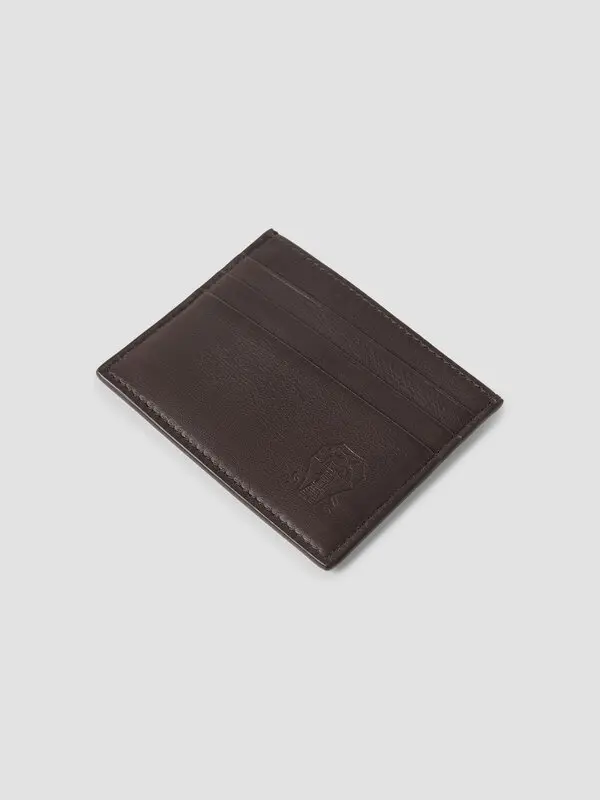 Brunello Cucinelli Smooth Calfskin Card Holder - Brown