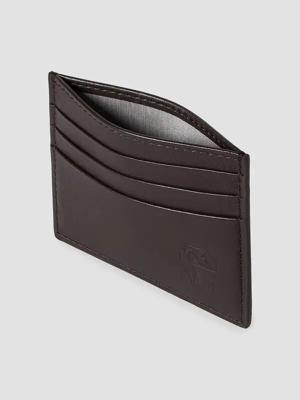 Brunello Cucinelli Smooth Calfskin Card Holder - Brown